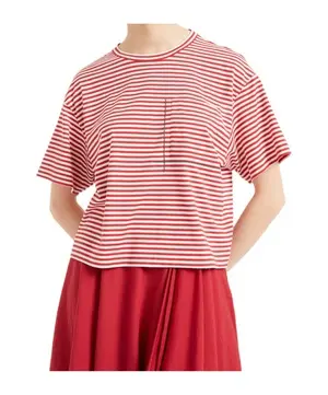Brunello Cucinelli Striped Cropped T-shirt - Red