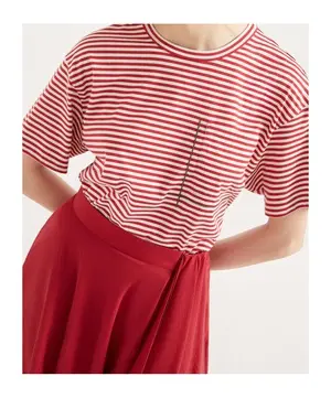 Brunello Cucinelli Striped Cropped T-shirt - Red