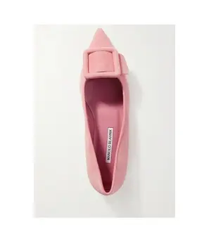 Manolo Blahnik Pointed Toe Buckled Flats - Pink