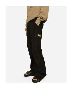 Dolce & Gabbana Logo Plaque Cargo Pants - Black