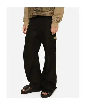 Dolce & Gabbana Logo Plaque Cargo Pants - Black