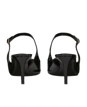 Dolce & Gabbana Logo Plaque Slingback Pumps - Black