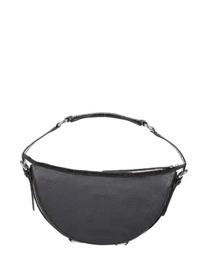 By Far Crescent Shoulder Bag With Crocodile Trim - Black