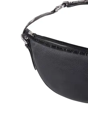 By Far Crescent Shoulder Bag With Crocodile Trim - Black