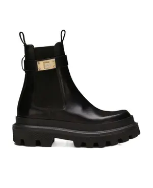 Dolce & Gabbana Ankle Boots With Branded Buckle Detail