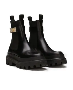 Dolce & Gabbana Ankle Boots With Branded Buckle Detail