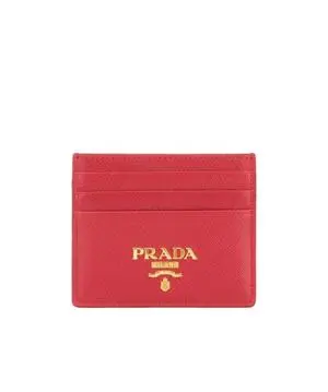 Prada Logo Plaque Cardholder - Fiery