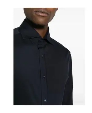 Brunello Cucinelli Spread-collared Buttoned Shirt - Black