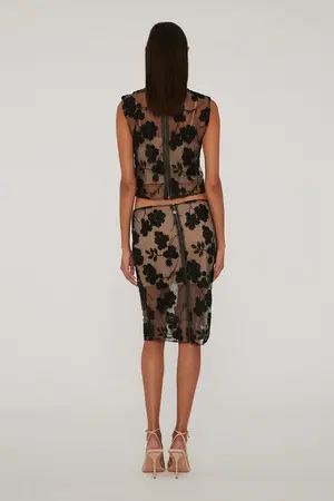 ROTATE BY BIRGER CHRISTENSEN Embroidered Sequined Mesh Skirt