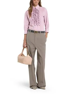 Gucci Cotton Muslin Shirt With Ruffle Trim