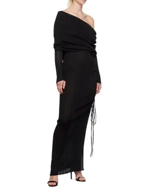 Alaïa Strapless Maxi Dress With Draped Neckline And Slit Detail