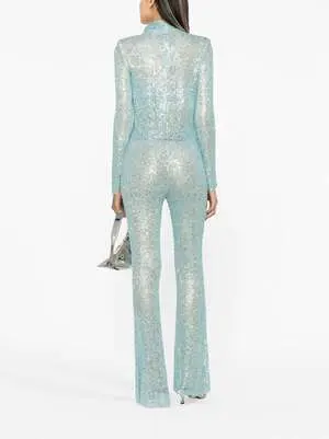 SELF-PORTRAIT Beaded Fishnet Trousers