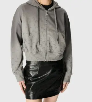 MARINE SERRE Moon-pattern Zip-up Hoodie - Gray