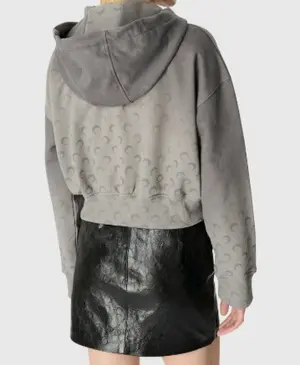 MARINE SERRE Moon-pattern Zip-up Hoodie - Gray