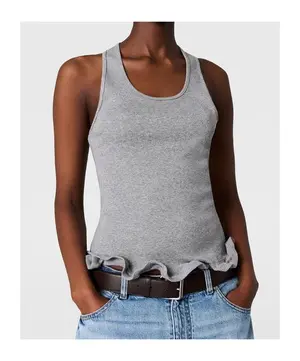 Stella McCartney Frilled Hem Ribbed Tank Top - Gray Blend