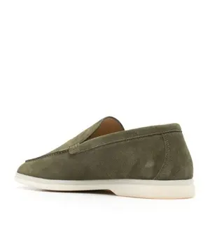 SCAROSSO Round Toe Suede Loafers - Green