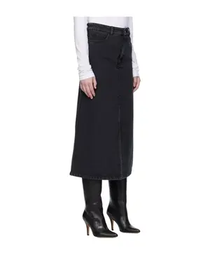 A.p.c. Split-front Denim Midi Skirt - Washed Black