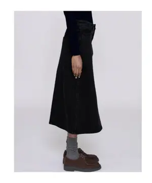 A.p.c. Split-front Denim Midi Skirt - Washed Black