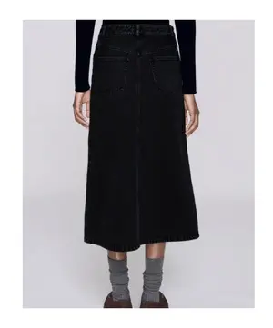 A.p.c. Split-front Denim Midi Skirt - Washed Black