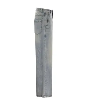 Brunello Cucinelli Embellished Soft Denim Low Slung Trousers - Gray
