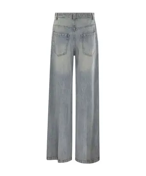 Brunello Cucinelli Embellished Soft Denim Low Slung Trousers - Gray