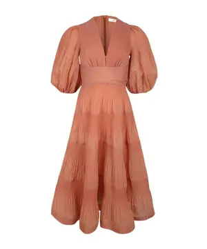 Zimmermann Pleated V-neck Midi Dress - Rpeh