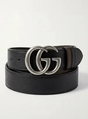 Gucci Gg Marmont Reversible Leather Belt - Black