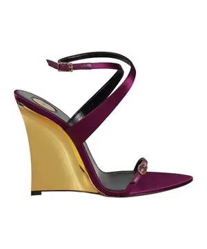Saint Laurent Open Toe Wedge Sandals
