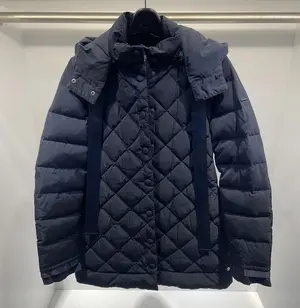 Emporio Armani Hooded Quilted Down Jacket With Ribbon Detail - Black