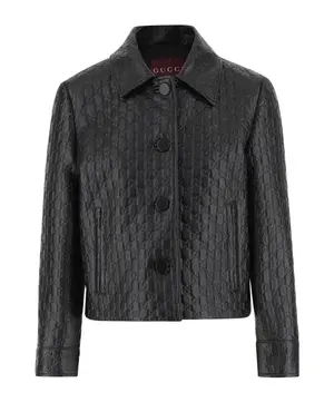 Gucci Embossed Gg Leather Jacket