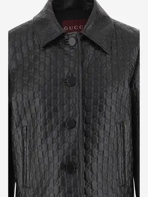 Gucci Embossed Gg Leather Jacket