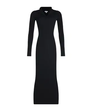 Alaïa Ribbed Knit V-neck Maxi Dress