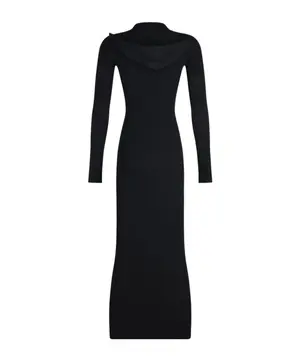 Alaïa Ribbed Knit V-neck Maxi Dress