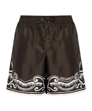 Dolce & Gabbana Bandanna Printed Mid-length Swim Trunks - Black