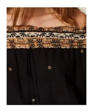 TWINSET Printed Off-shoulder Long Sleeve Blouse