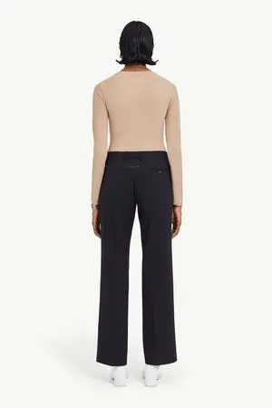 MAISON MARGIELA Straight-fit Tailored Trousers With Logo Embellishment - Black