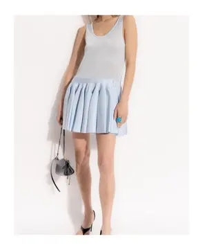 Alaïa Sleeveless U-neck Dress With Pleated Trumpet Hem