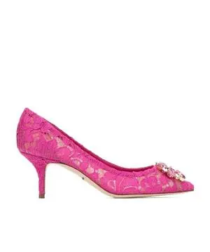 Dolce & Gabbana Embellished Lace Pumps - Fuchsia