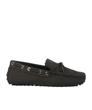 TOD'S Round Toe Slip-on Loafers With Drawstring - Black