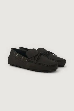 TOD'S Round Toe Slip-on Loafers With Drawstring - Black