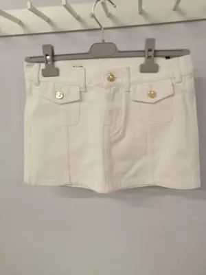 Celine Mini Skirt In Optic Wash Denim