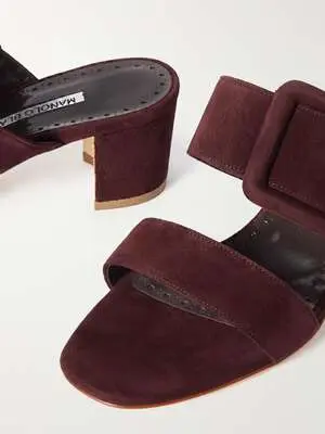 Manolo Blahnik Maysalebi" Suede Buckled High Heel Sandals