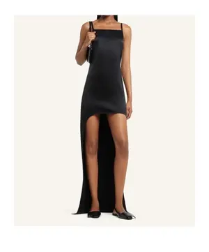 COURREGES Backless Satin Maxi Dress - Black