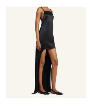COURREGES Backless Satin Maxi Dress - Black