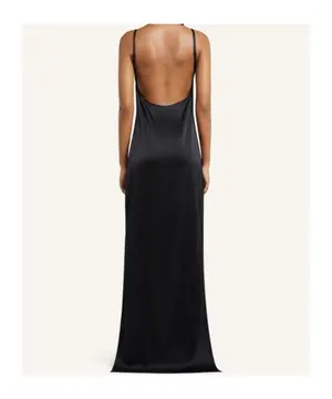 COURREGES Backless Satin Maxi Dress - Black