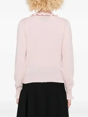 Valentino Garavani Knit Top With Ruffled Collar And Cuffs - Nude