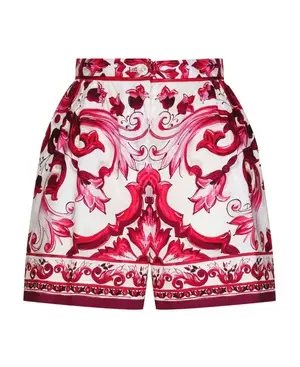 Dolce & Gabbana Allover Printed Satin Shorts - Red