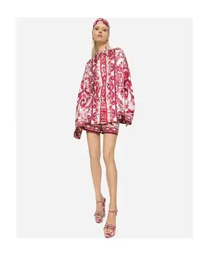 Dolce & Gabbana Allover Printed Satin Shorts - Red