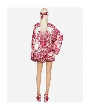 Dolce & Gabbana Allover Printed Satin Shorts - Red
