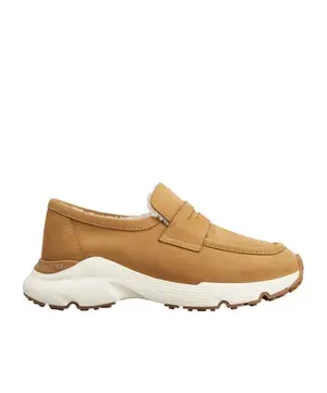 TOD'S Round-toe Slip-on Sport Loafers With Shearling Lining - Brown